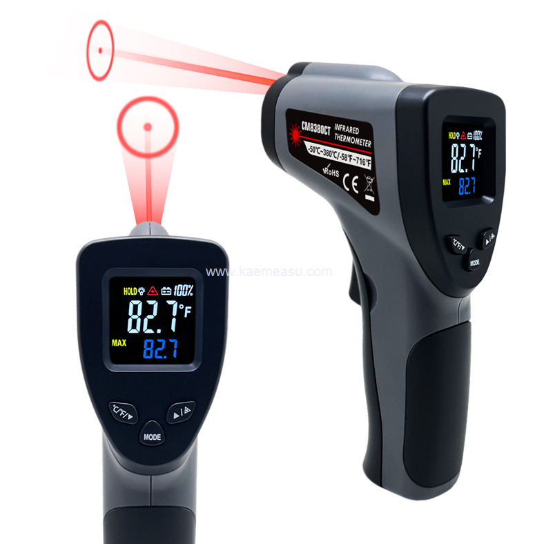 Kaemeasu 380℃ Ring Laser Temperature Gun Hygrometer Emissivity ...